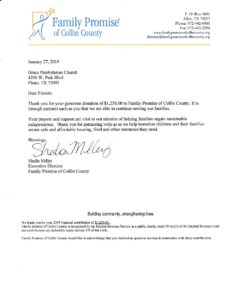 Family Promise Letter - Grace PC